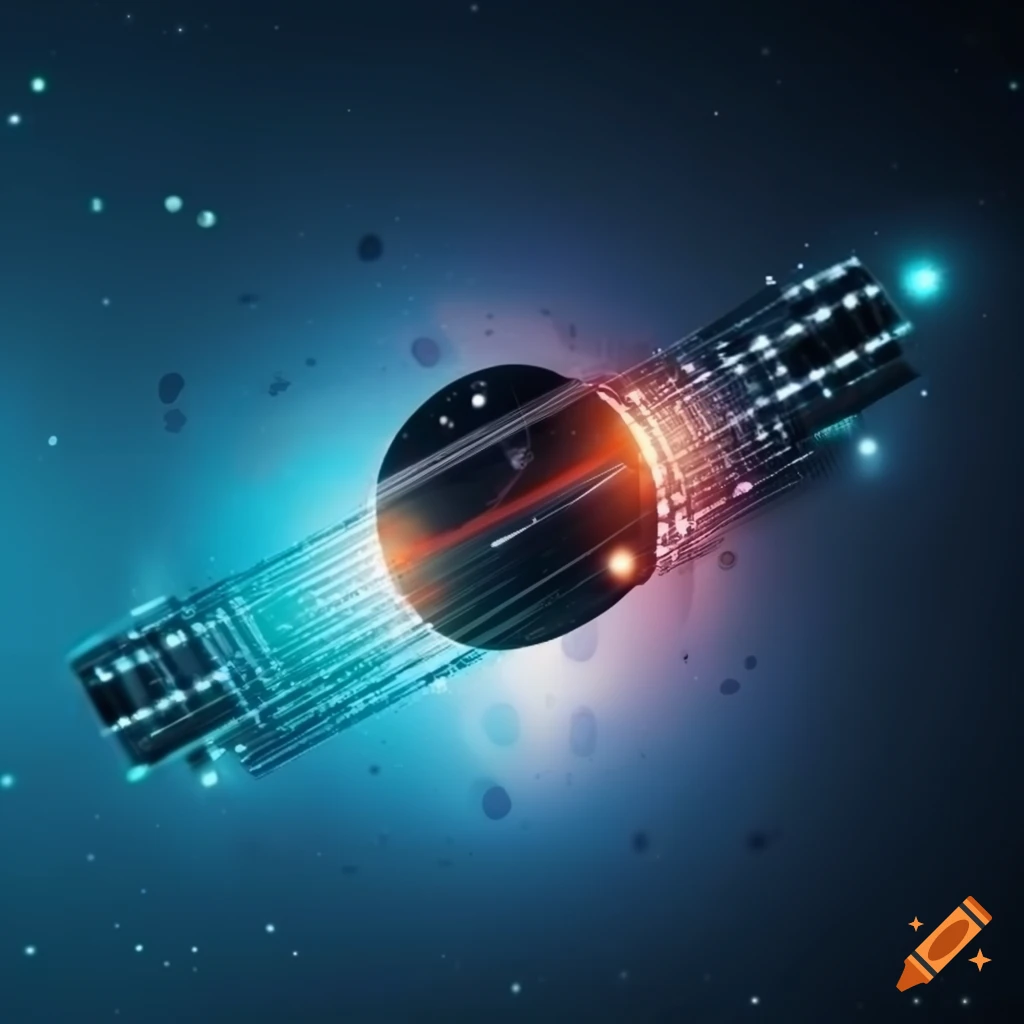 Ai logo with integrated circuits and spacecraft designs in a ...