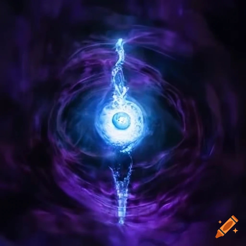 Mystic formless deity of pure light with a black orb at its center on ...