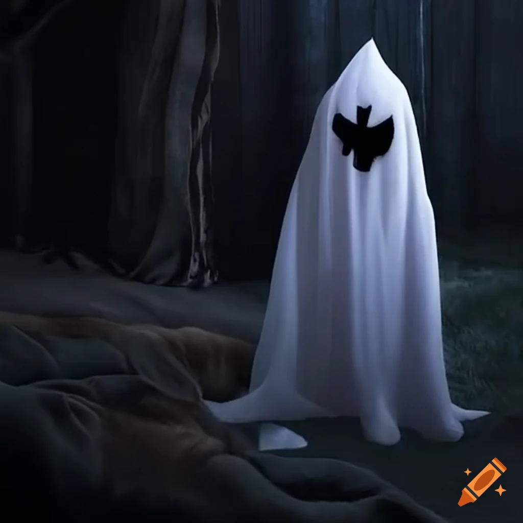 Cute halloween costume with a cougar transformed into a bedsheet ghost ...
