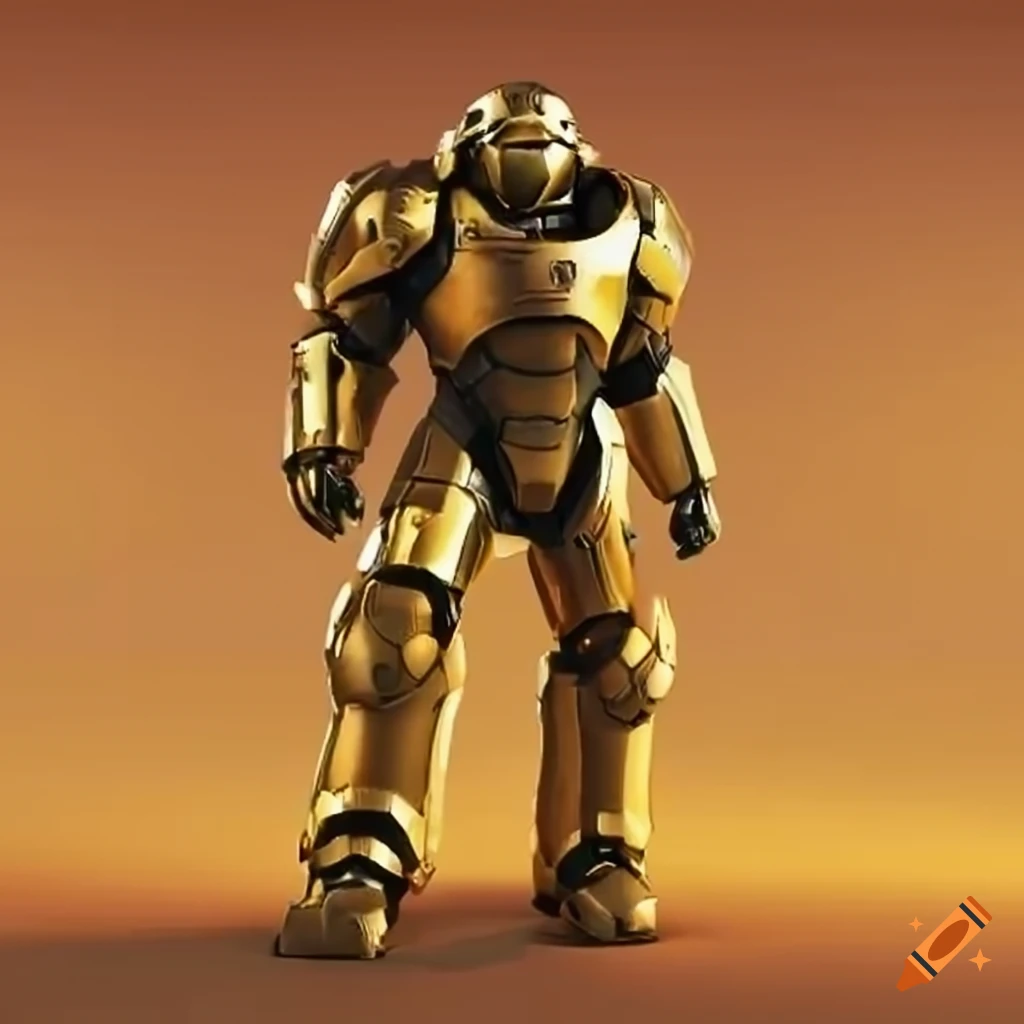 Full body golden power armor on Craiyon