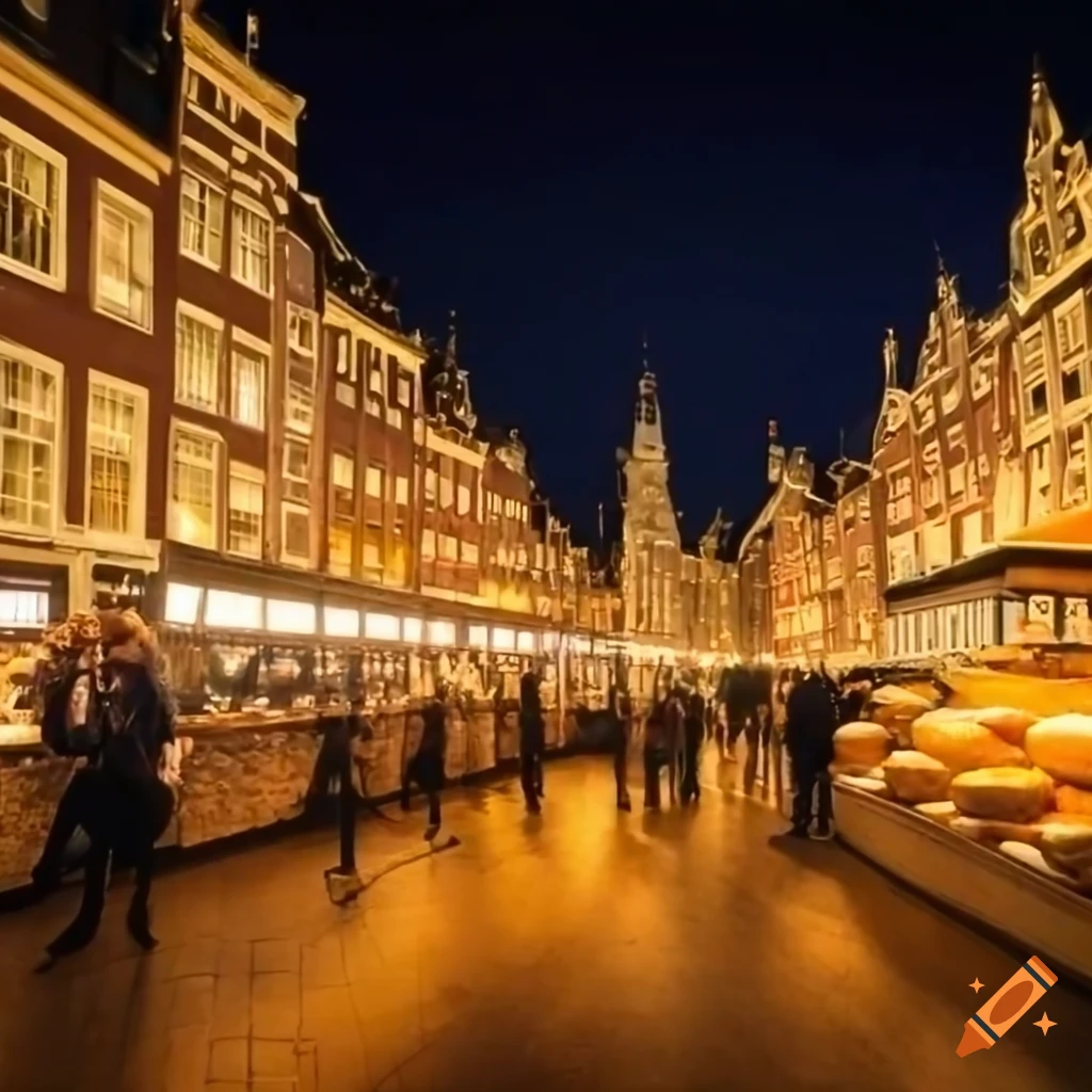Dutch cheese market in amsterdam on Craiyon