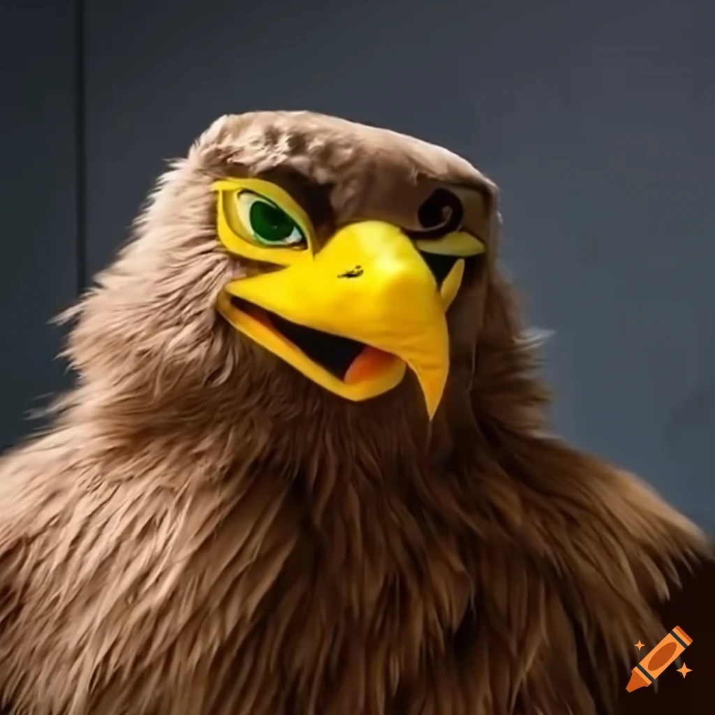 Female teacher in hawk mascot costume at school on Craiyon