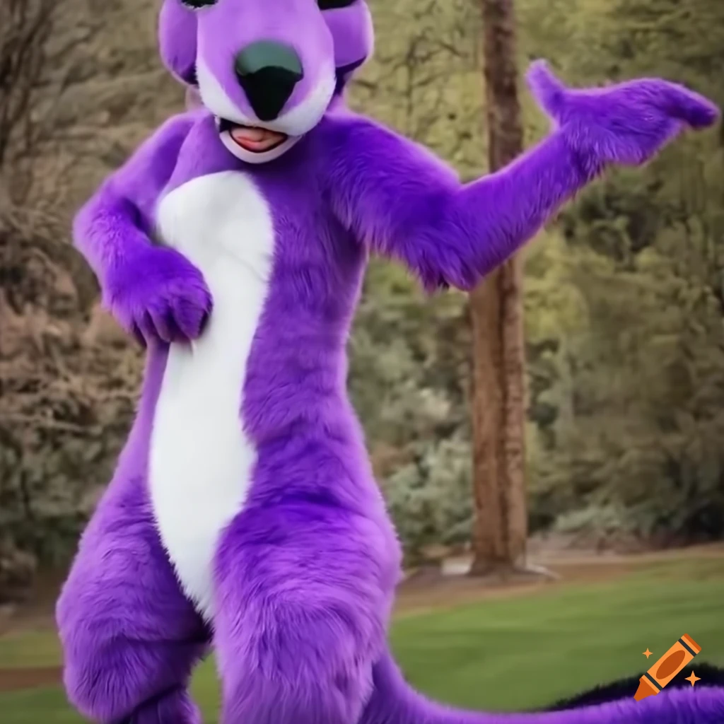 Man in a purple kangaroo mascot costume on Craiyon