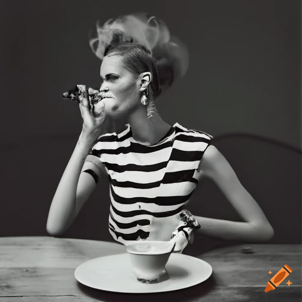 Zebra enjoying a coffee while smoking a cigar on Craiyon