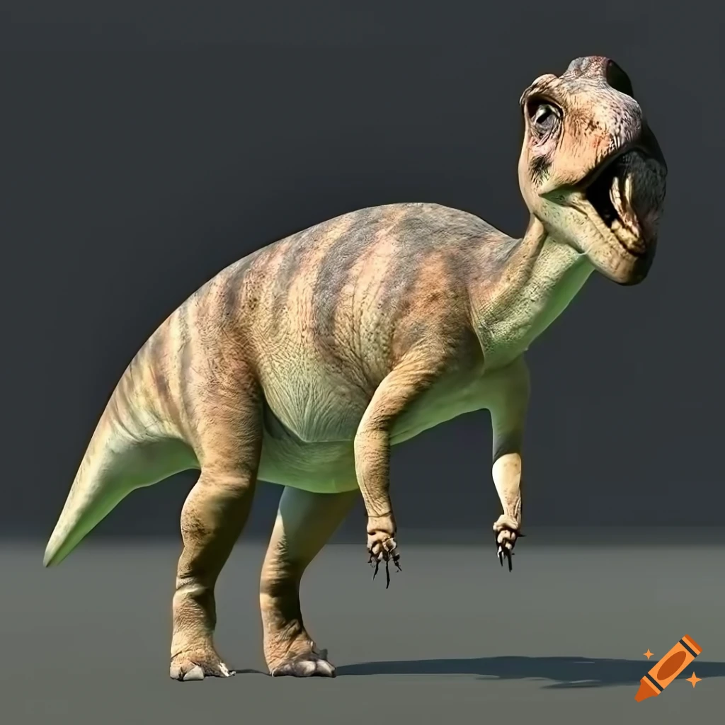 Colorful Hadrosaurus dinosaur with intricate pattern and detailed skin ...