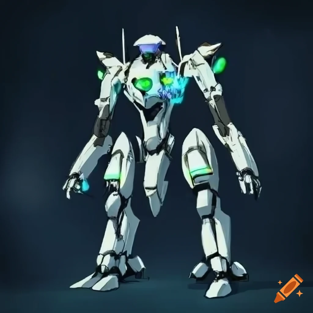 Light mech design inspired by code geass with female character on Craiyon