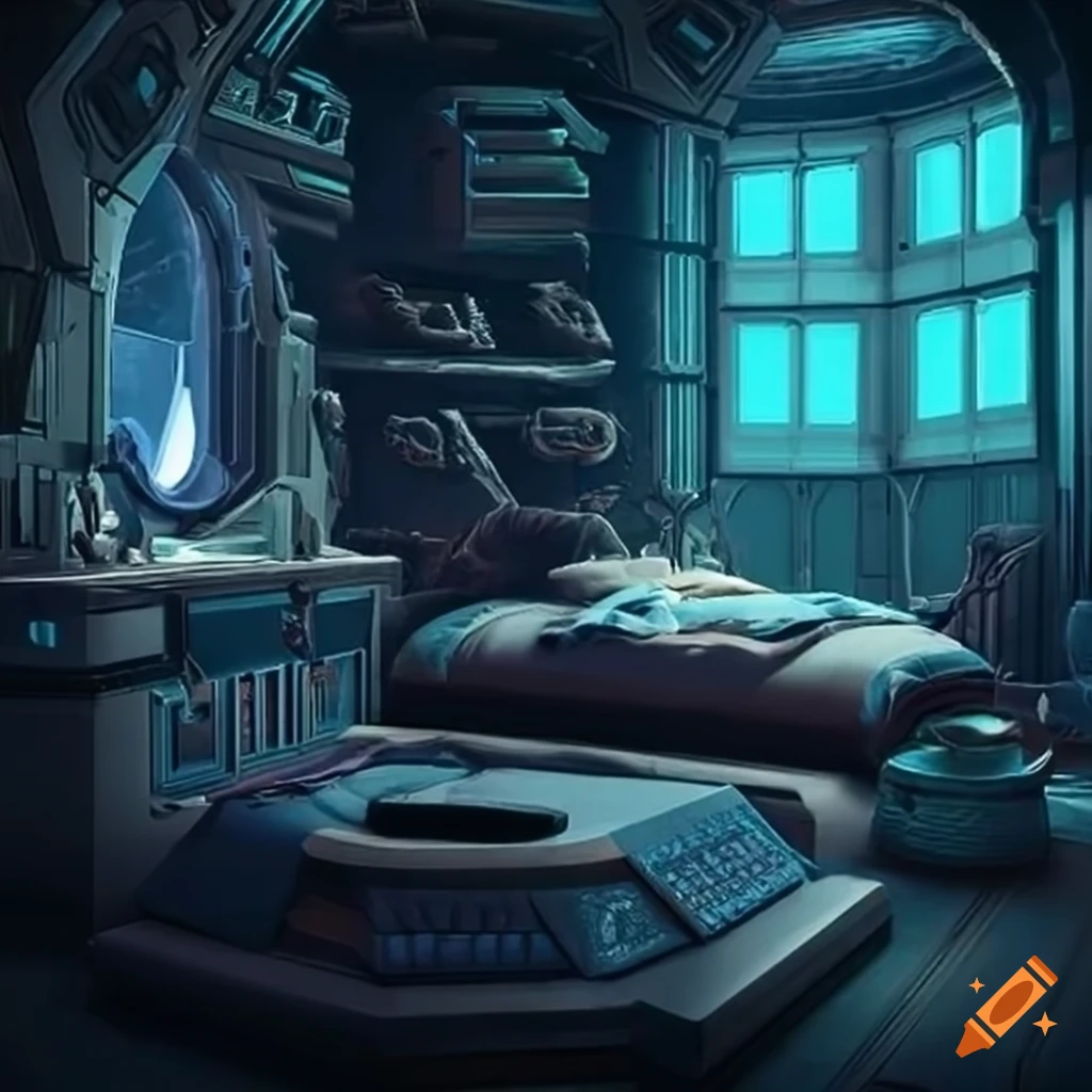 Sci-fi bedroom interior design concept on Craiyon