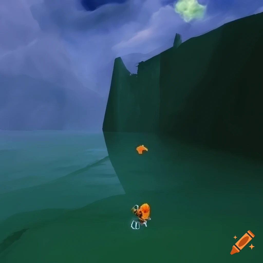 Super mario 64 wet-dry world landscape on Craiyon