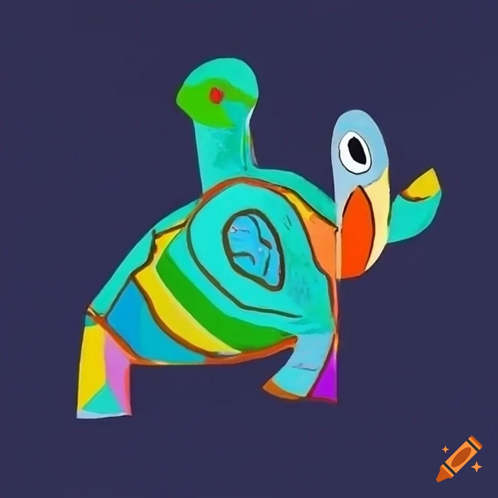 Picasso-style turtle art on Craiyon