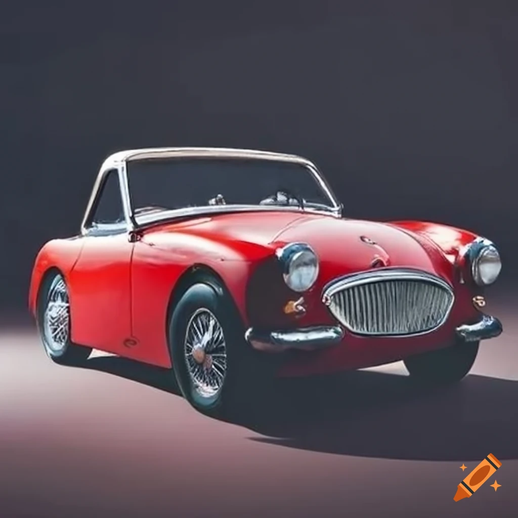 1960 austin healey sprite with engine exposed on Craiyon