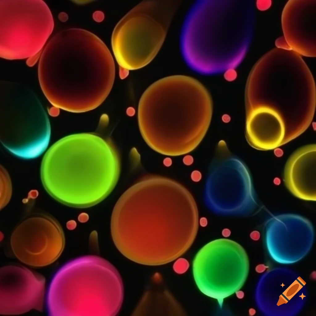 Abstract glowing art made of dots and blobs on Craiyon