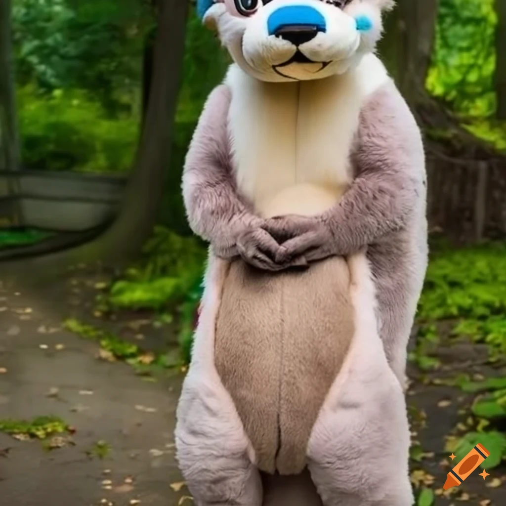 Mother wearing a full body cartoony otter mascot costume fursuit on Craiyon