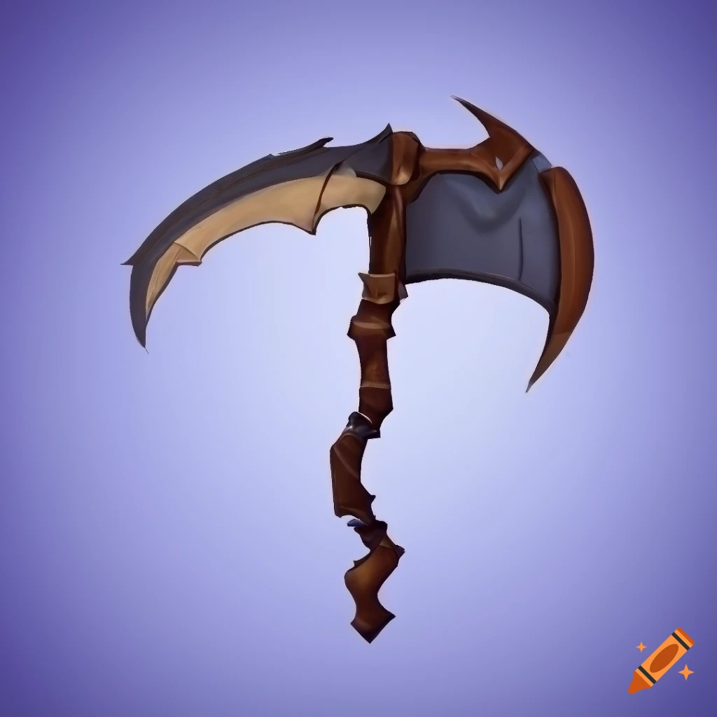 Stylized fantasy scythe from the front on Craiyon
