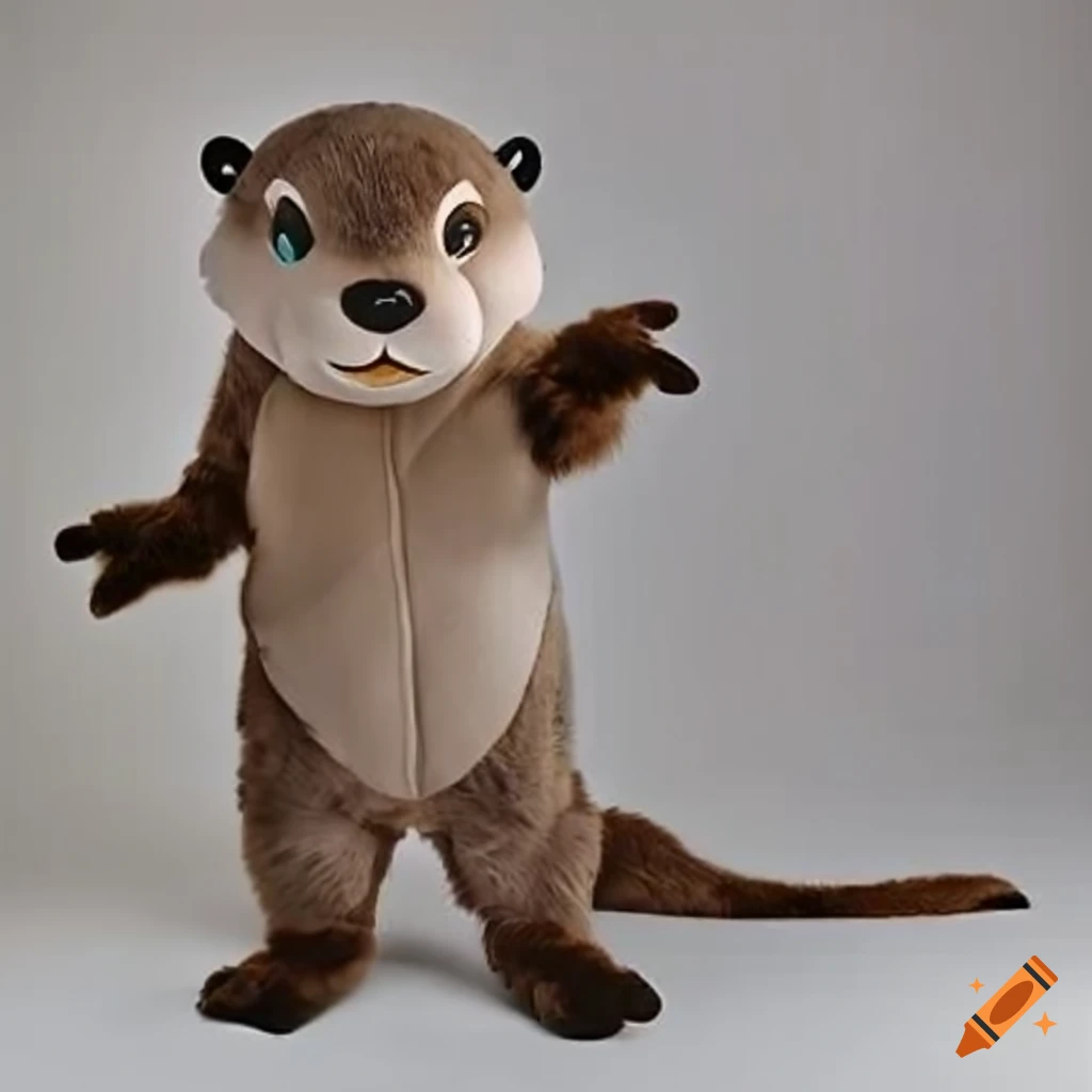 Baby wearing a full body otter mascot costume fursuit on Craiyon