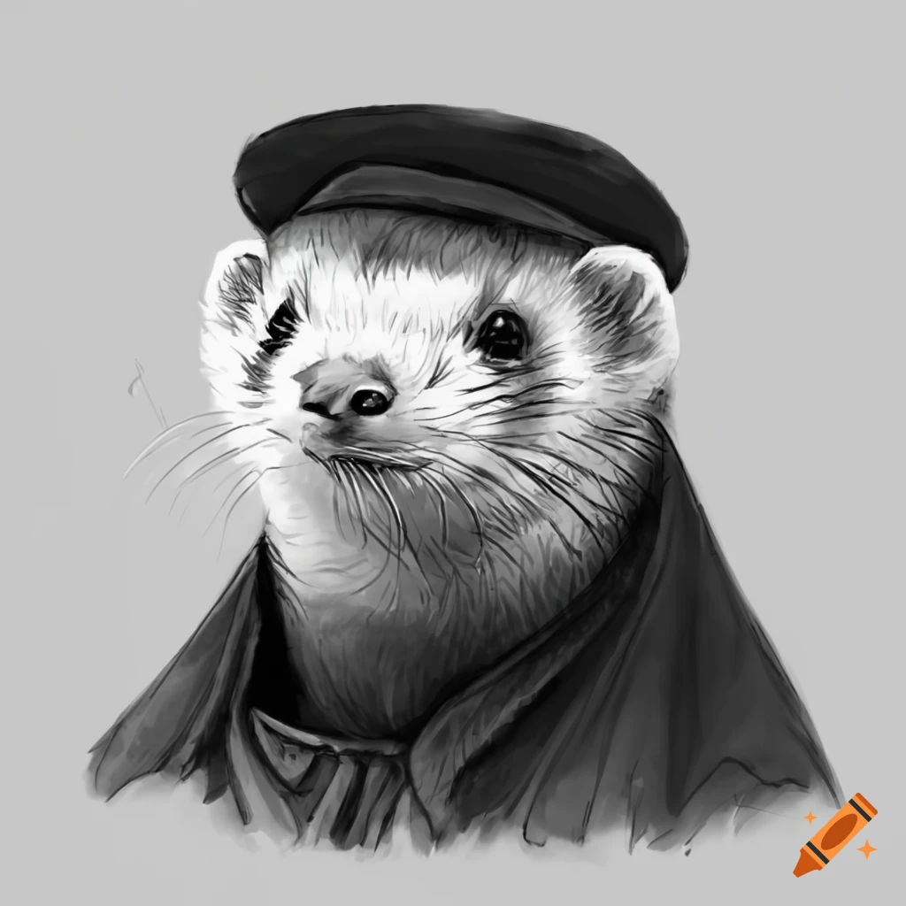 Wizard ferret wearing a cape and hat on Craiyon