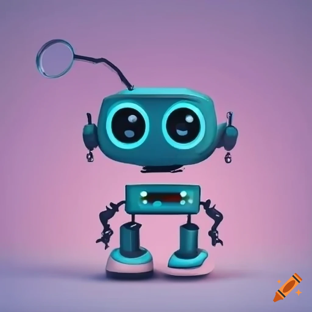 Cute simple robot searching with a magnifier on Craiyon