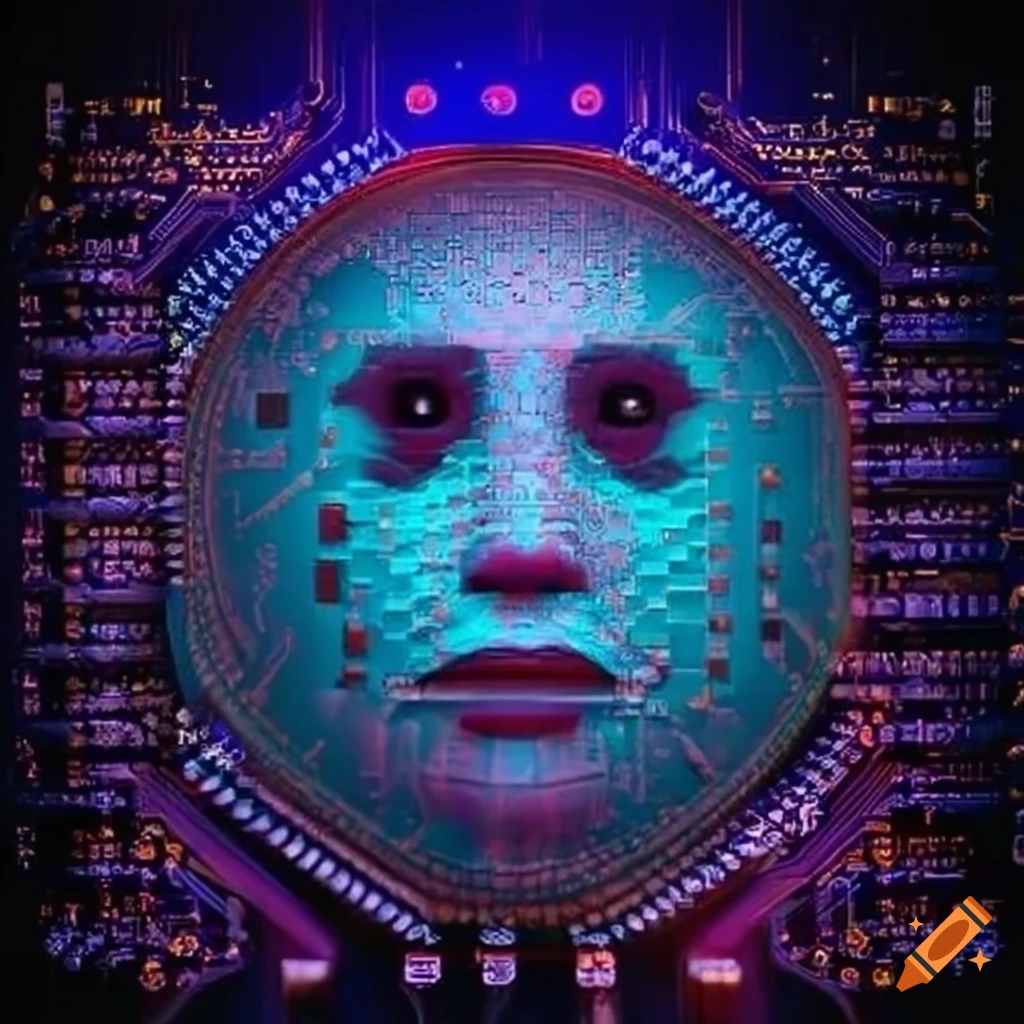 Face in a computer chip on Craiyon