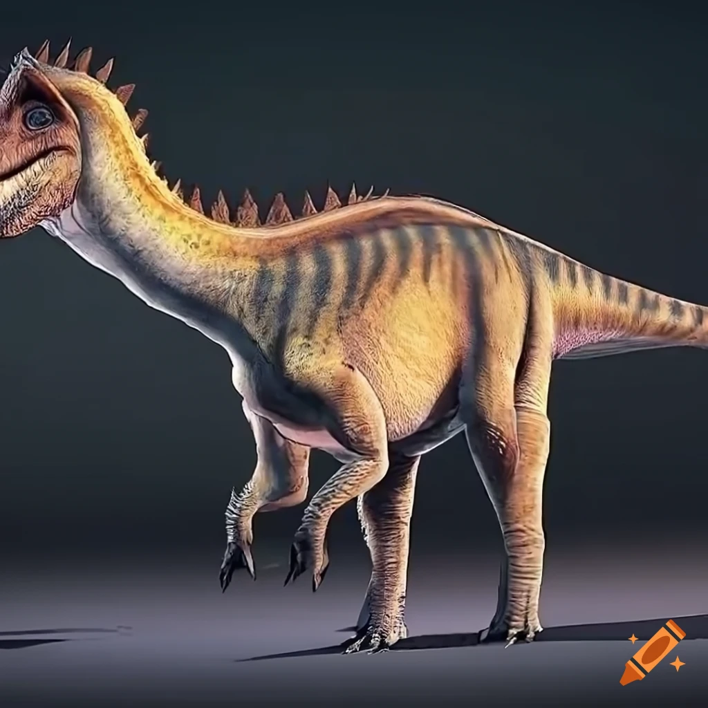 Colorful Hadrosaurus dinosaur with intricate pattern and detailed ...