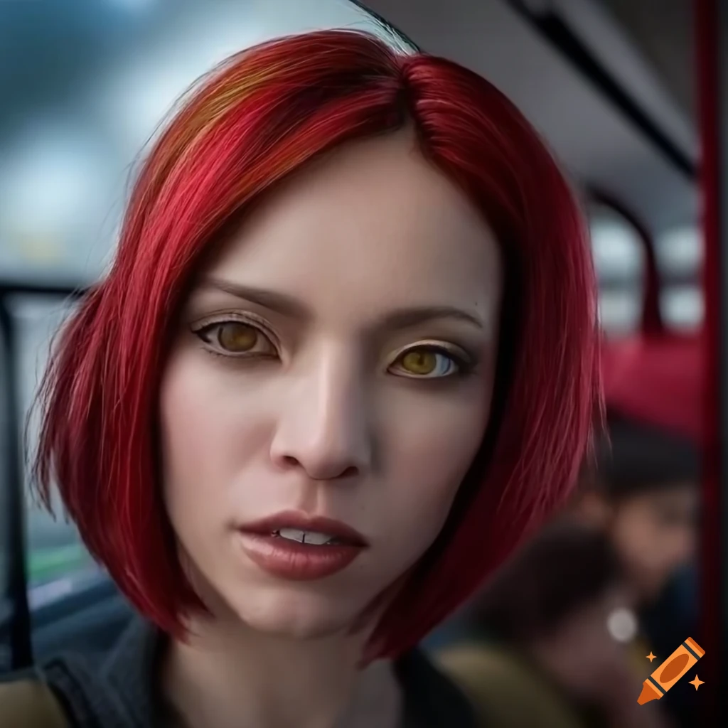 Portrait of a humanoid alien woman with maroon hair and arabic features ...