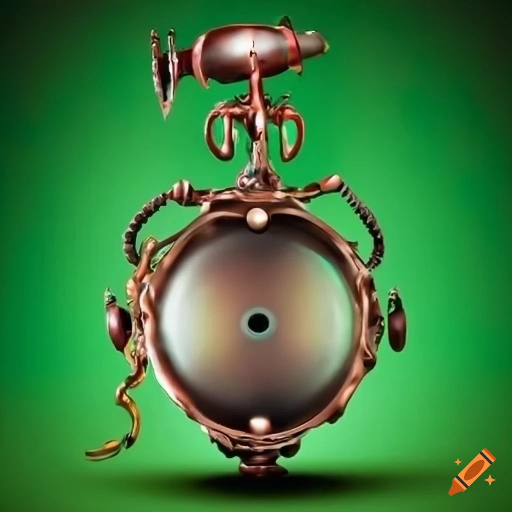 Imaginative metal magical signature recording device on a green ...