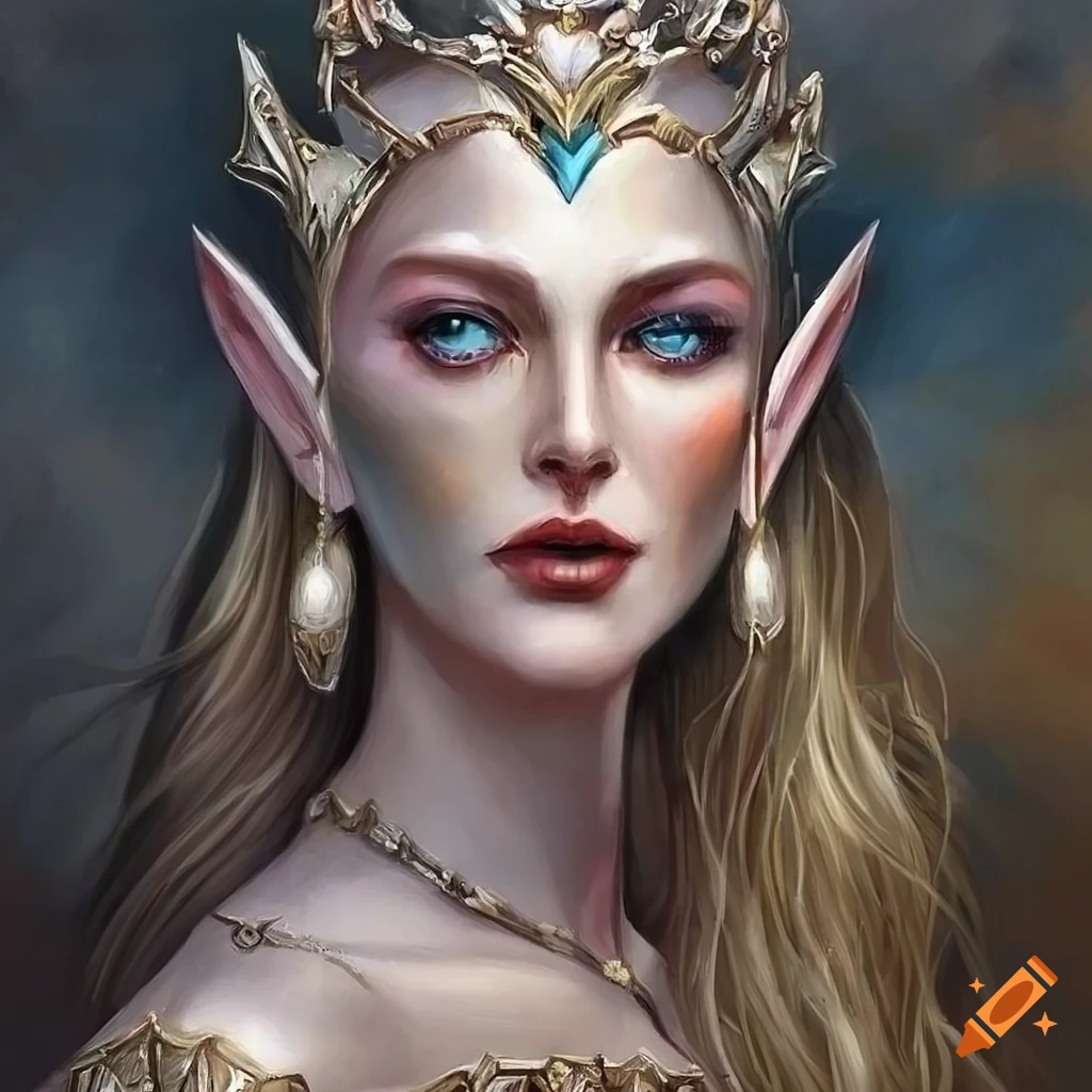 Highly detailed oil painting of an elegant elf queen on Craiyon