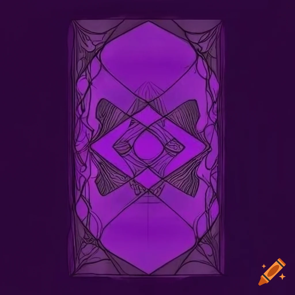 Modern dark purple geometric line art design for a tarot card back on ...