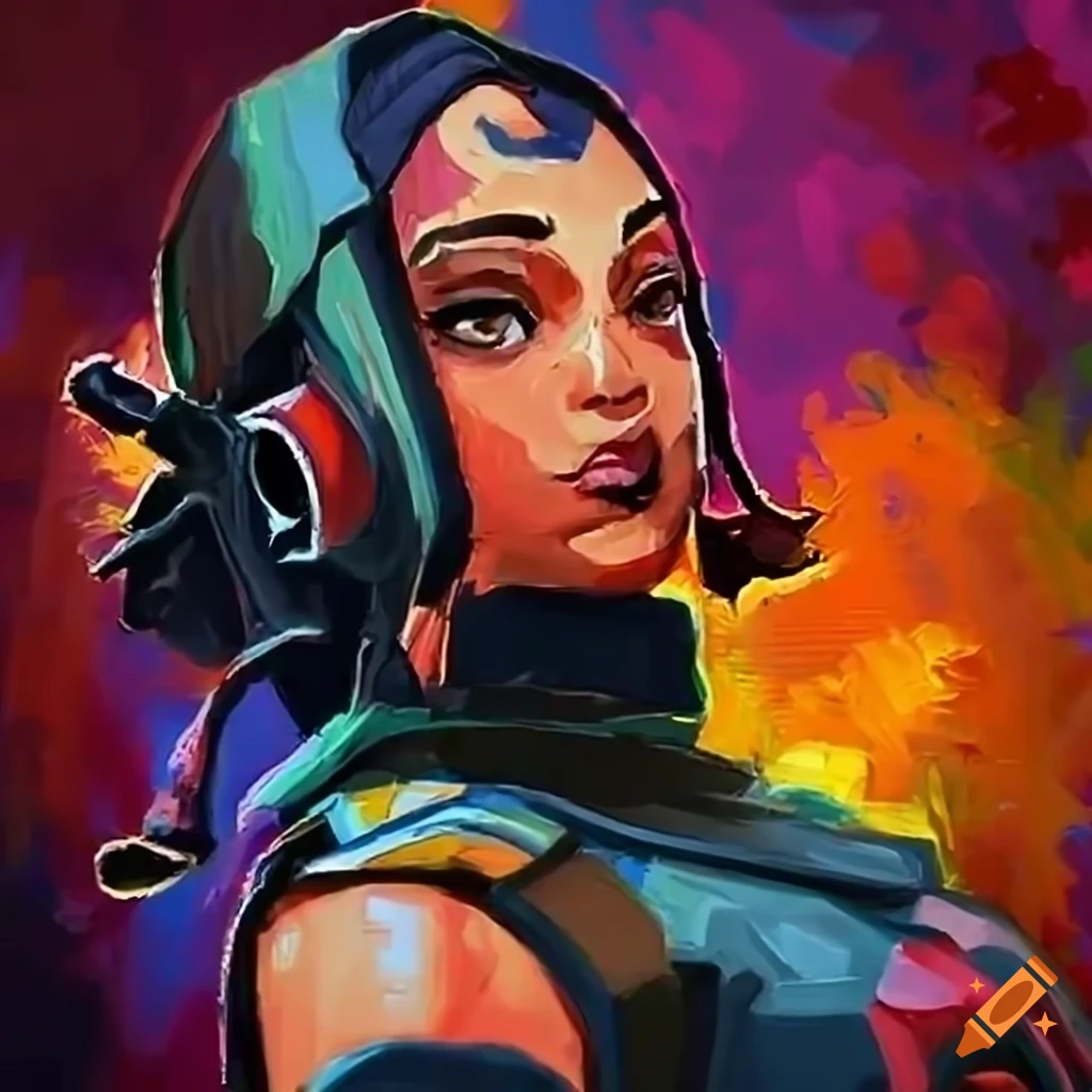 Raze character from valorant game on Craiyon