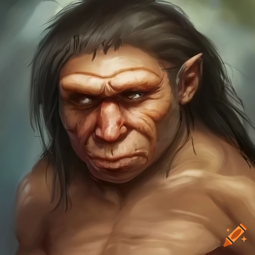 Magic the gathering illustration of a male human neanderthal hybrid on ...