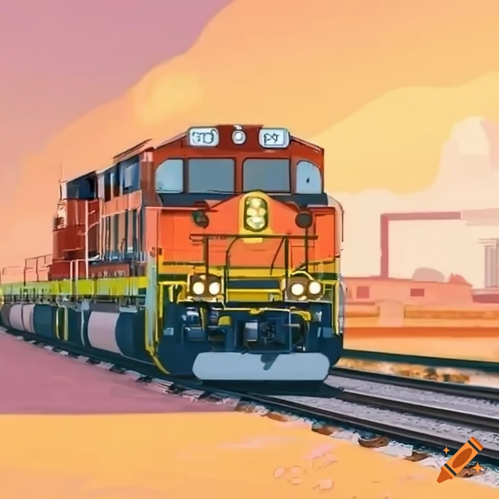 Bnsf freight train in the bluey animation style on Craiyon