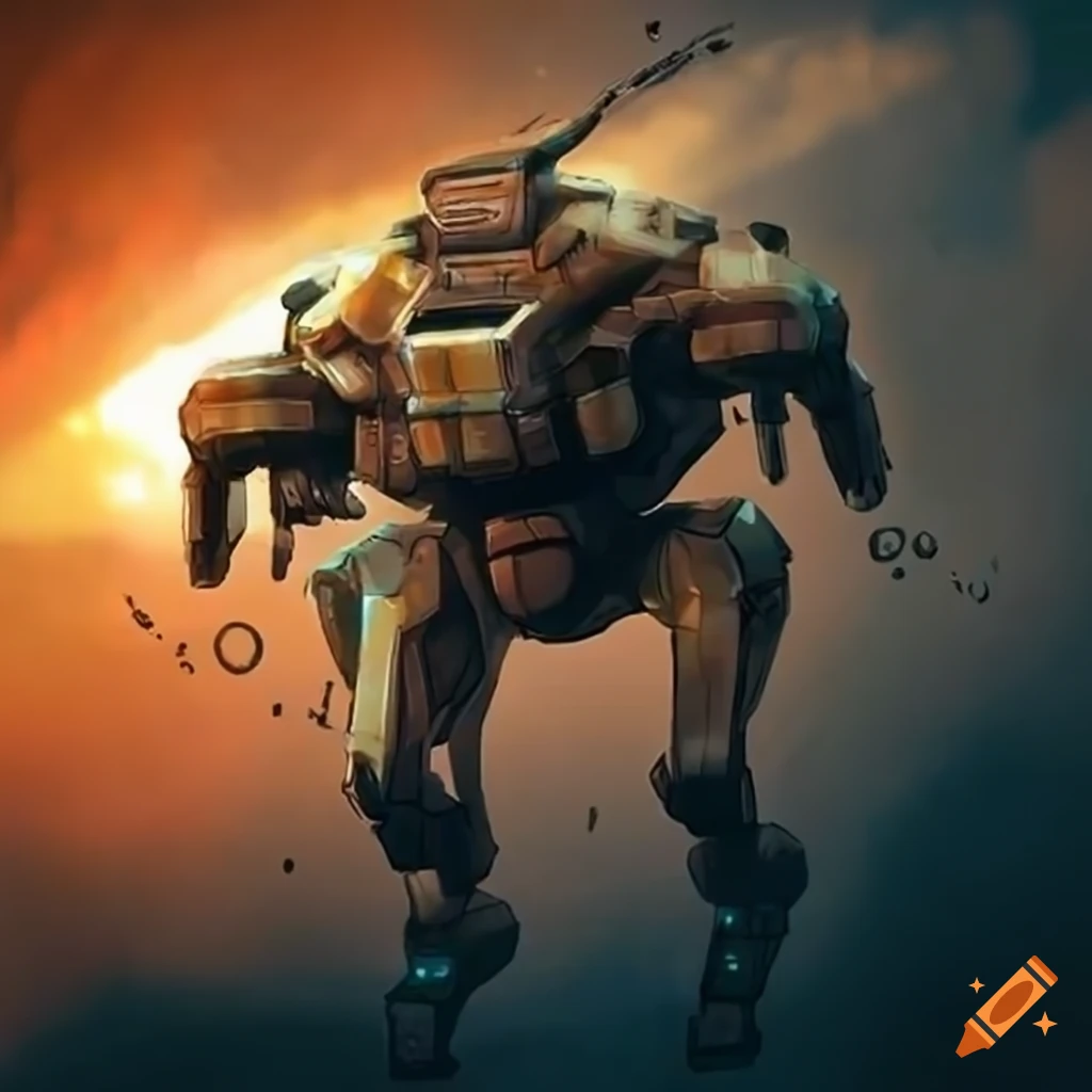 Flying mech robot in action on Craiyon