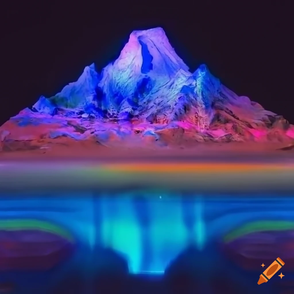 Colorful fantastical mountains landscape with glass and crystal ...