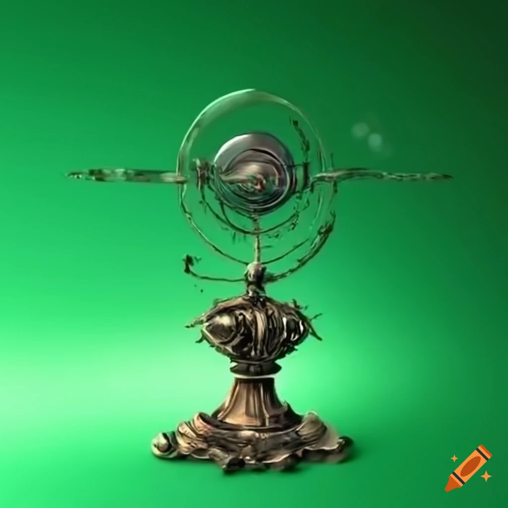 Imaginative metal device recording magical signatures on a green ...