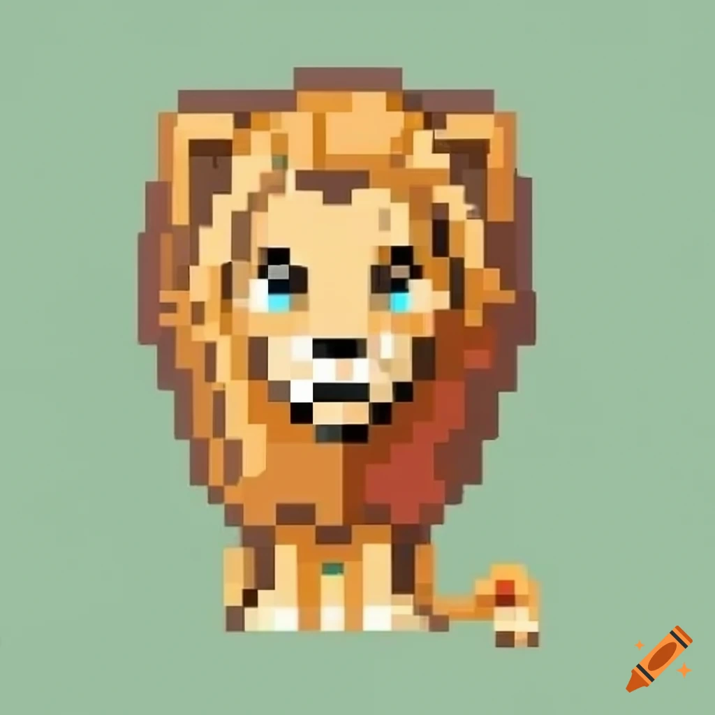 Pixel art of a cute lion on Craiyon