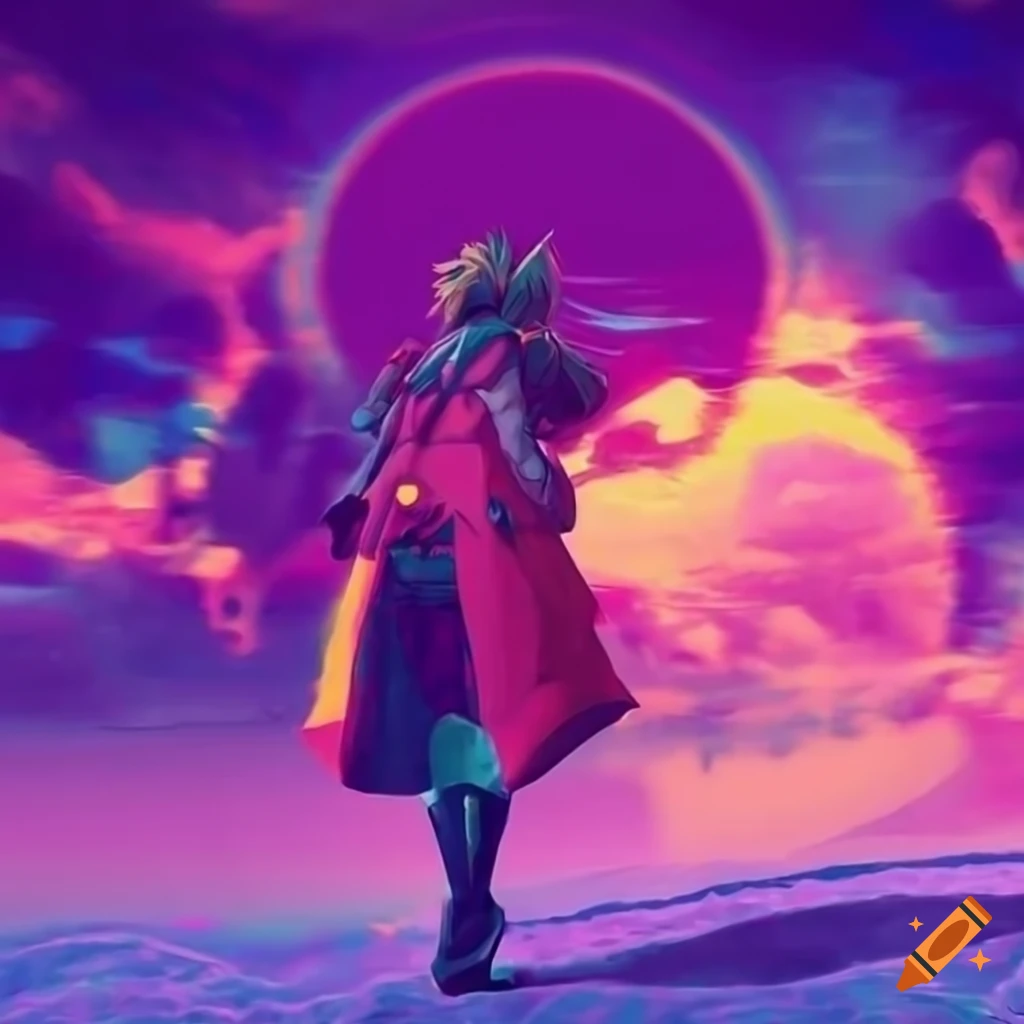 Cozy final fantasy wallpaper with vibrant colors and an 80s vibe on Craiyon