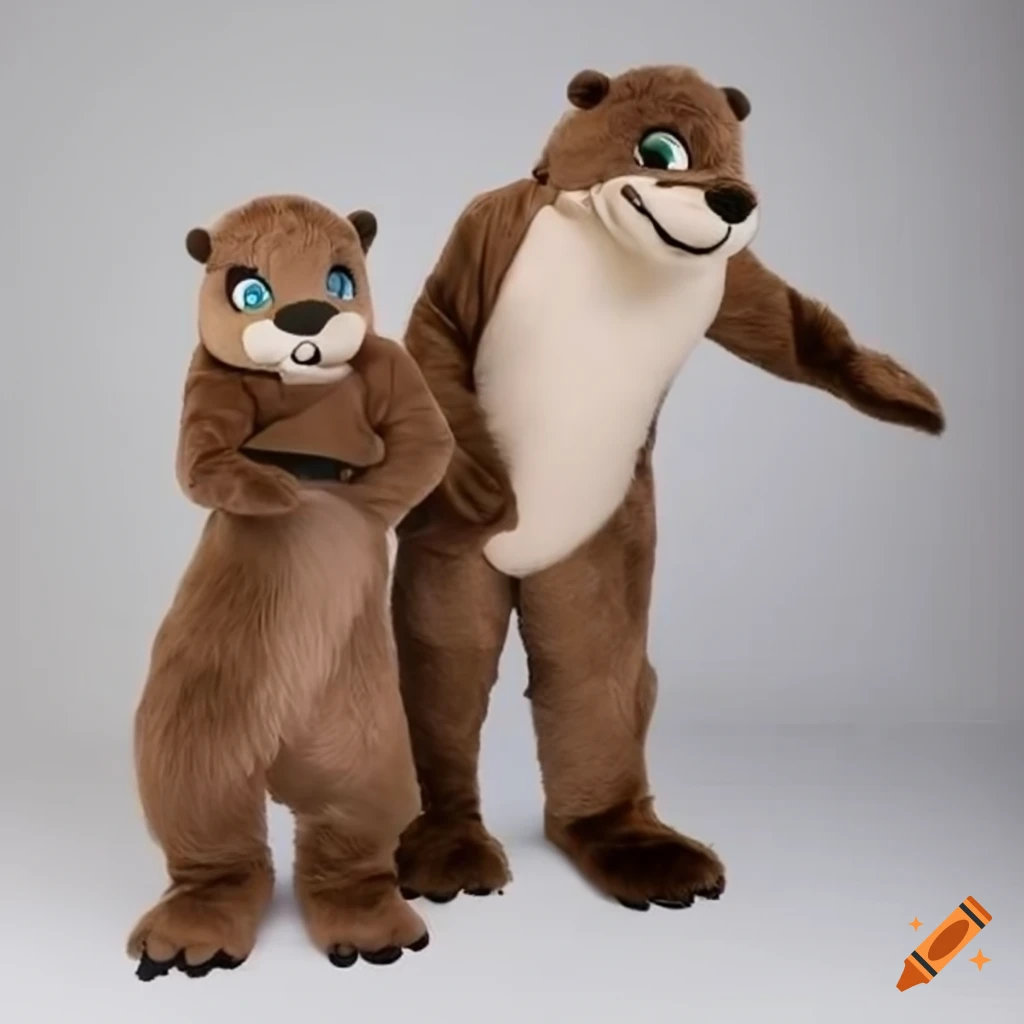 Woman mother wearing a cartoony otter fursuit costume on Craiyon