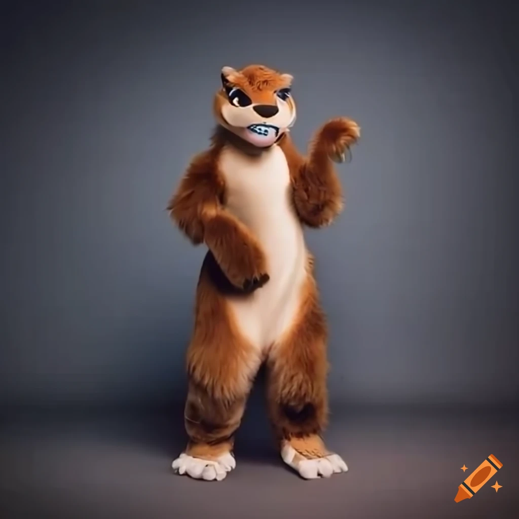 Female teacher in a full body cartoony otter fursuit at school on Craiyon