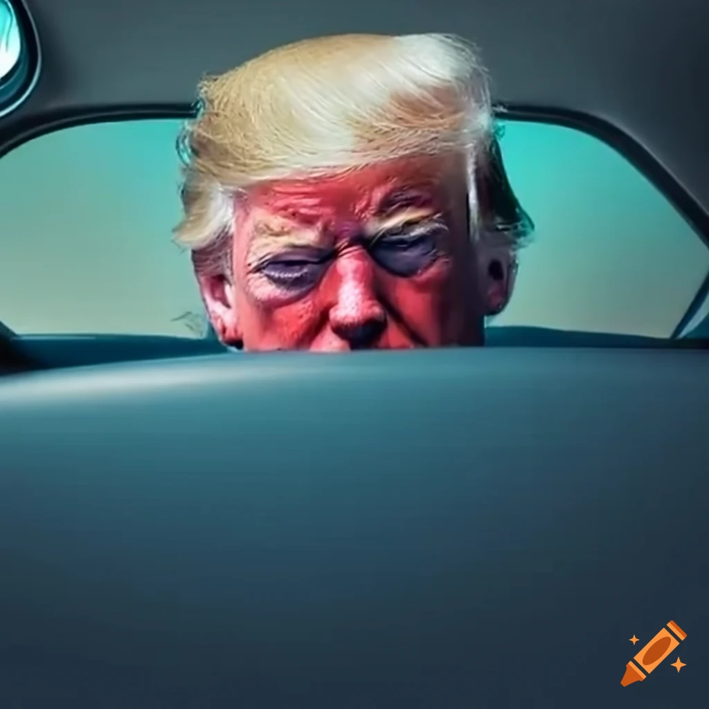 Satirical illustration of a person crying in a car on Craiyon