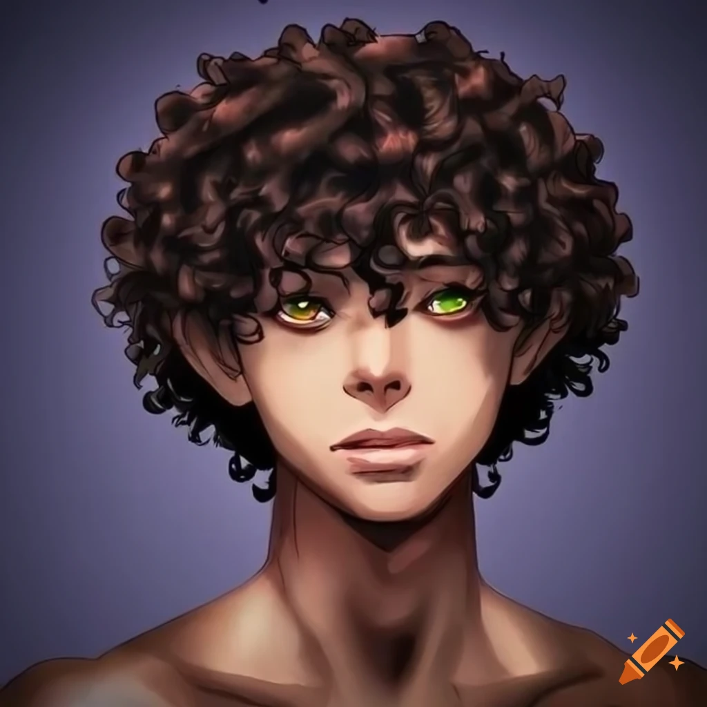 Japanese Anime Inspired Male Character With Dark Brown Skin And Black