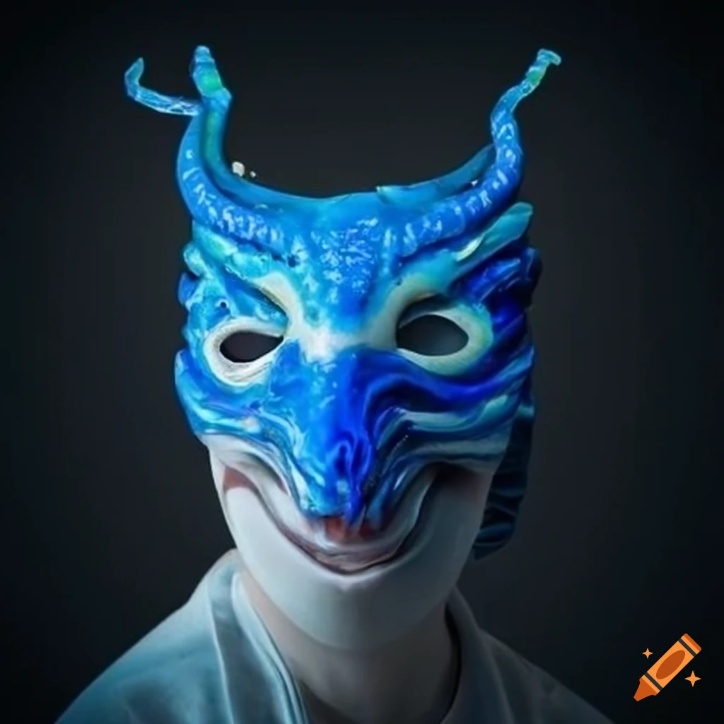 Electric blue and white eel mask emitting lightning on Craiyon