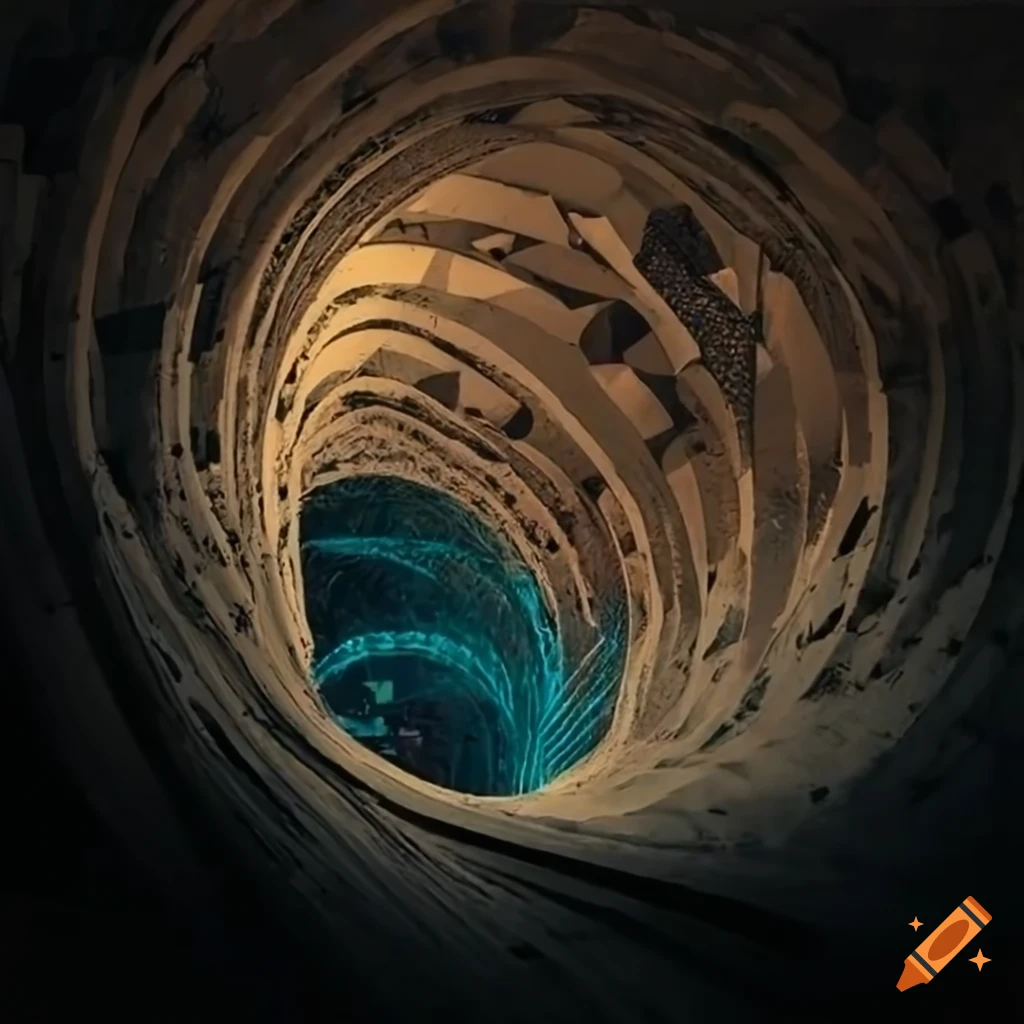 Surreal open pit mining design inspired by escher on Craiyon