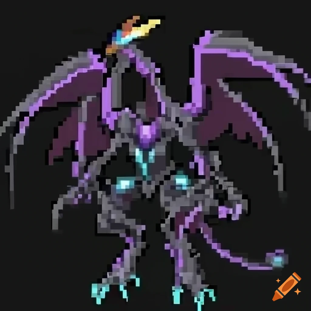 Epic pixel art of black dragoon from yu-gi-oh on Craiyon