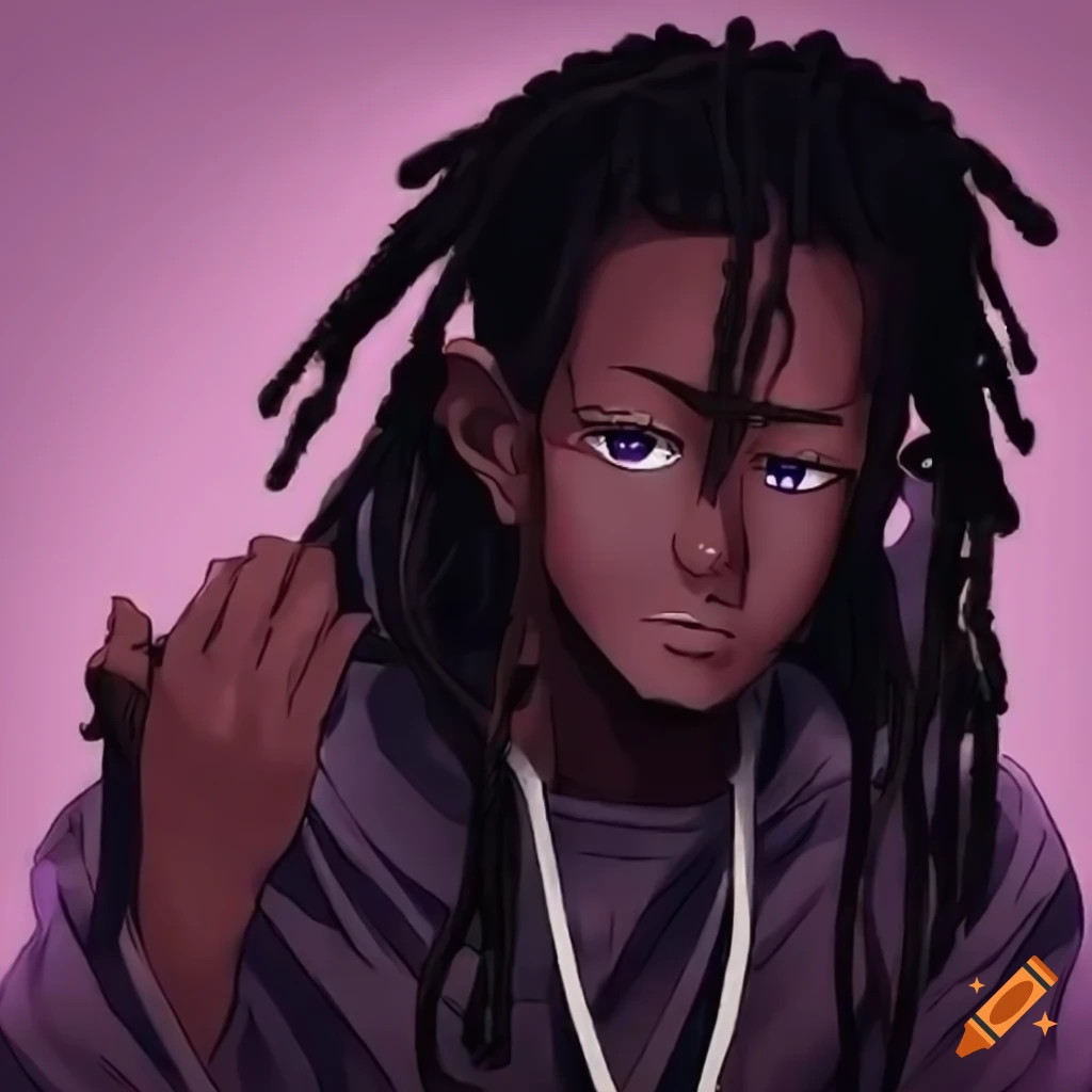 Anime character with long dreads, gold teeth, and hoodie in hip hop ...