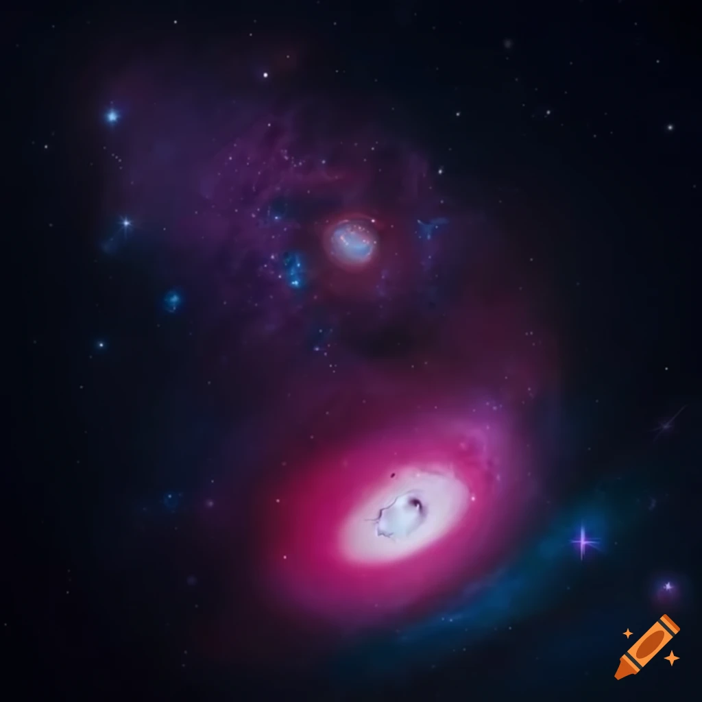 Beautiful galaxy with music instruments and dnd references in separate ...