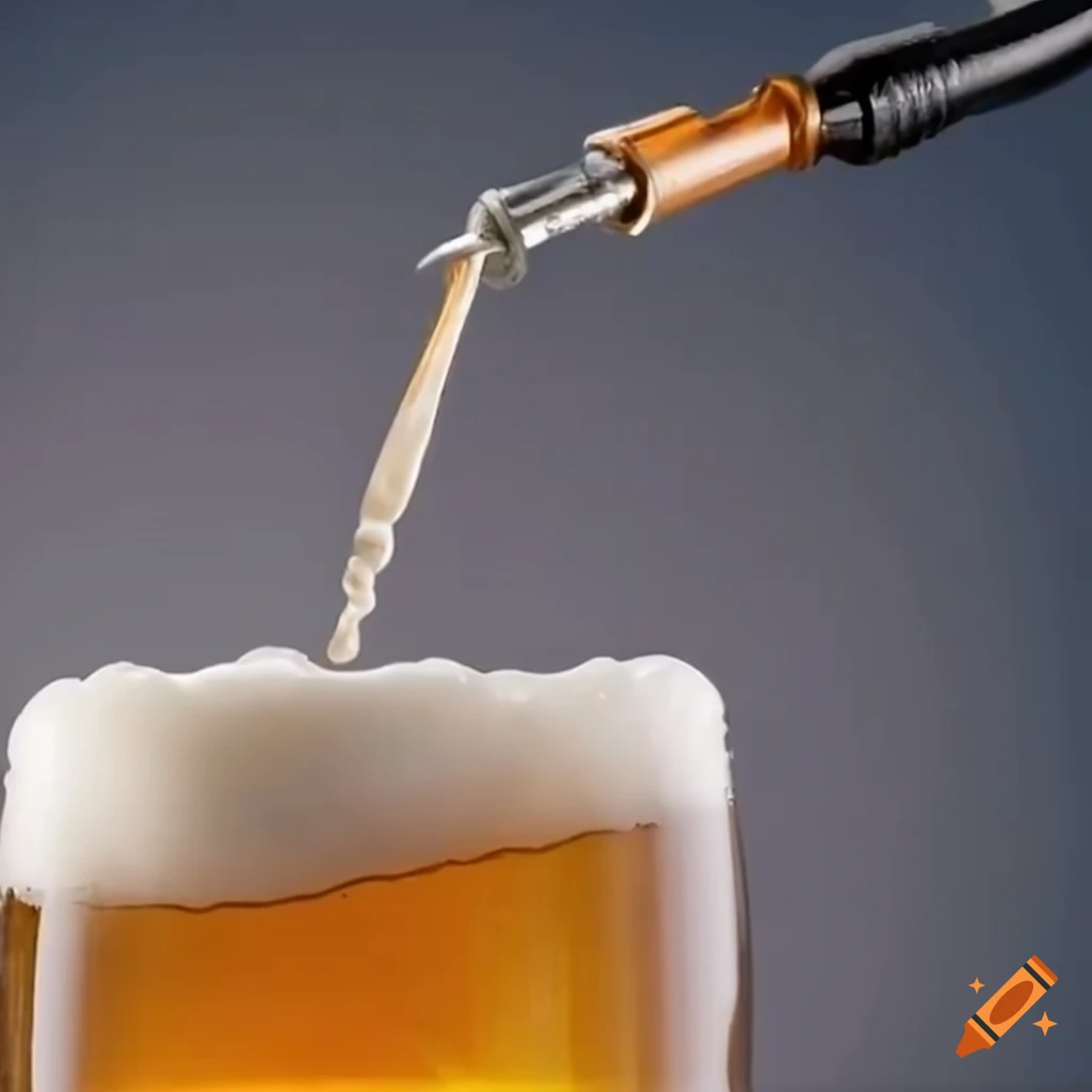 Soldering iron with beer dripping into a glass on Craiyon