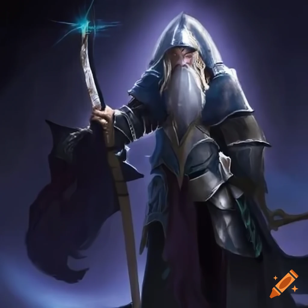 Wizard disguised as a knight in shining armor on Craiyon