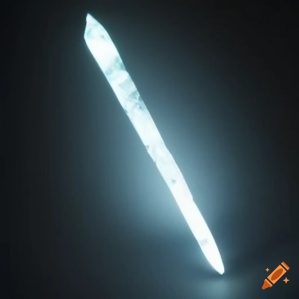 Thin wand made of crystallized light glowing bright white on Craiyon
