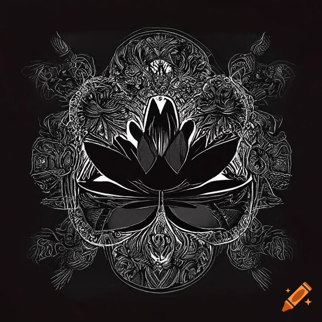 Black lotus sketch with symbolic meaning representing goddess and ...