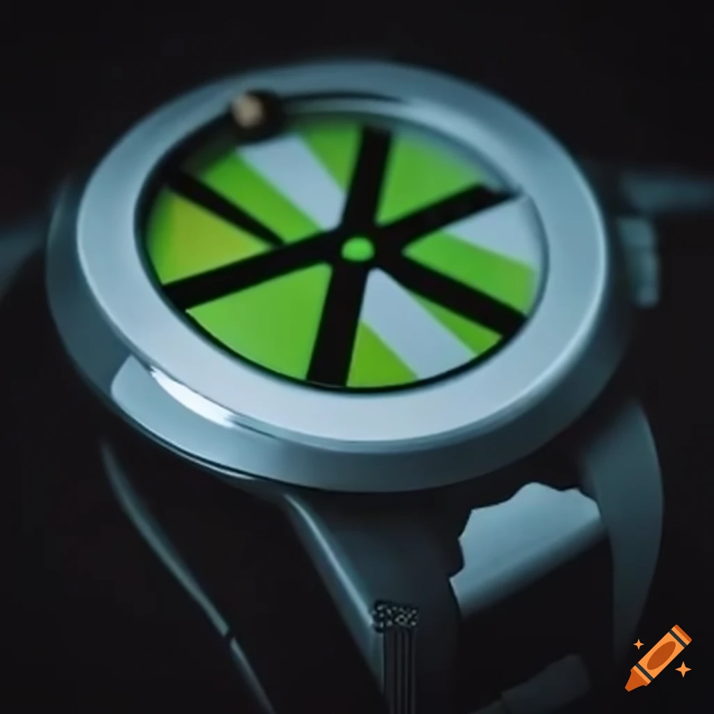 Highly detailed classic omnitrix replica in a futuristic laboratory on ...
