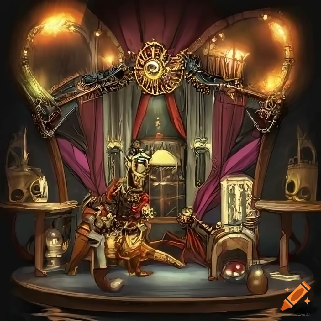 Steampunk fashion stage in a fantasy art style on Craiyon