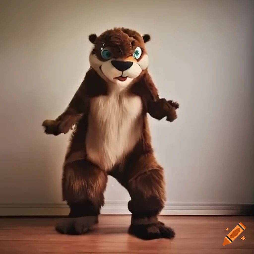 Female teacher in a full body cartoony otter fursuit at school on Craiyon